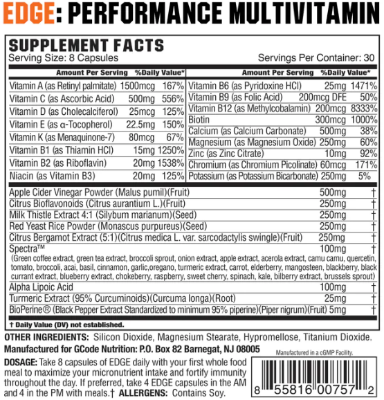 EDGE: PERFORMANCE MULTIVITAMIN (240 CAPS) – Exile Performance Nutrition